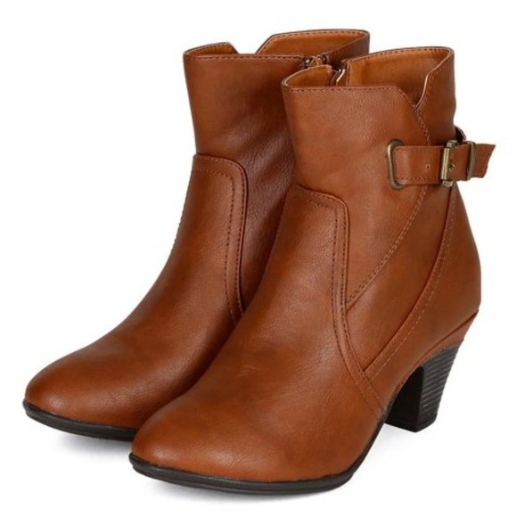 Bumper | Shoes | Bumper Almond Toe Buckled Stitch Chunky Heel Mid Top ...